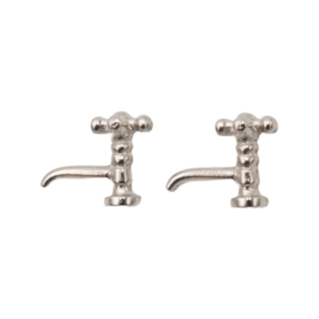 Silver Sink Taps Set of 2 - The Modern Dollhouse