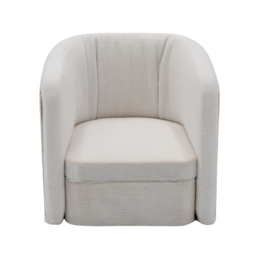 White Curved Lounge Chair - The Modern Dollhouse